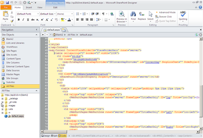 SharePoint Designer 2010 Edit in Advanced Mode